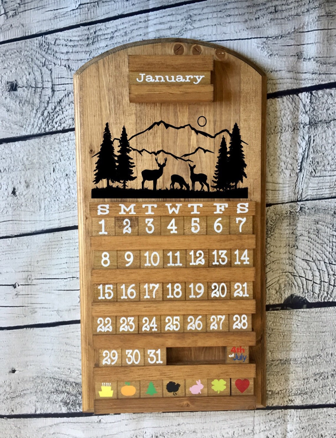 Deer Calendarwooden Calendar perpetual calendar wooden | Etsy