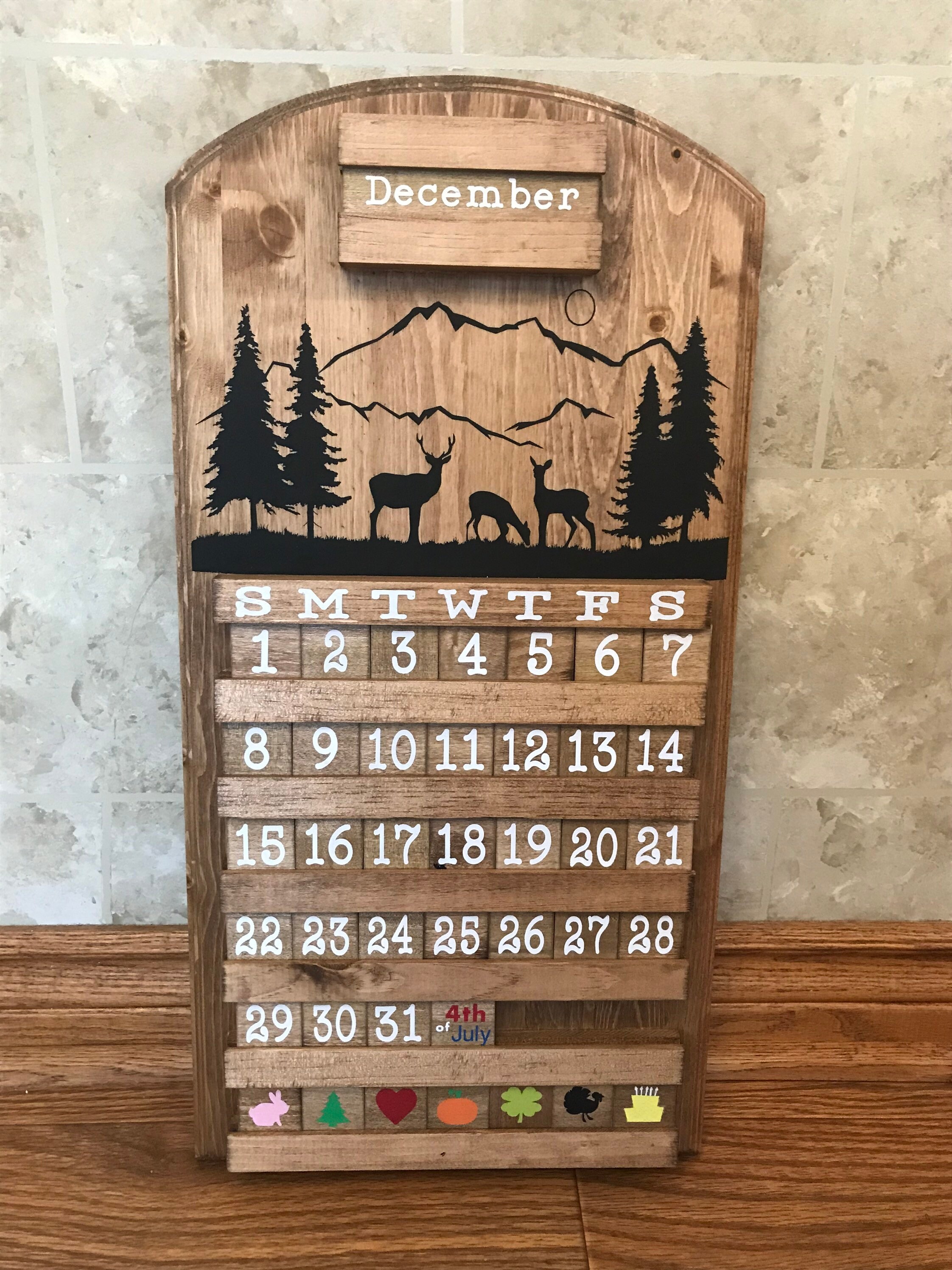 Deer Calendarwooden Calendar Perpetual Calendar Wooden - Etsy Canada