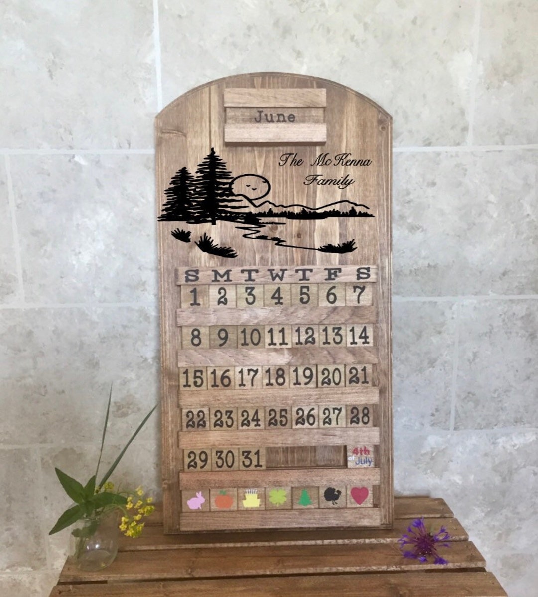 Lake Calendar, Wooden Calendar, Personalized Calendar, Wooden Perpetual ...