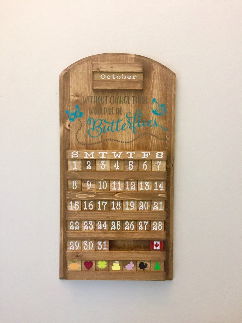 Wooden Perpetual Calendar, Butterfly Calendar, Wooden Calendar ...