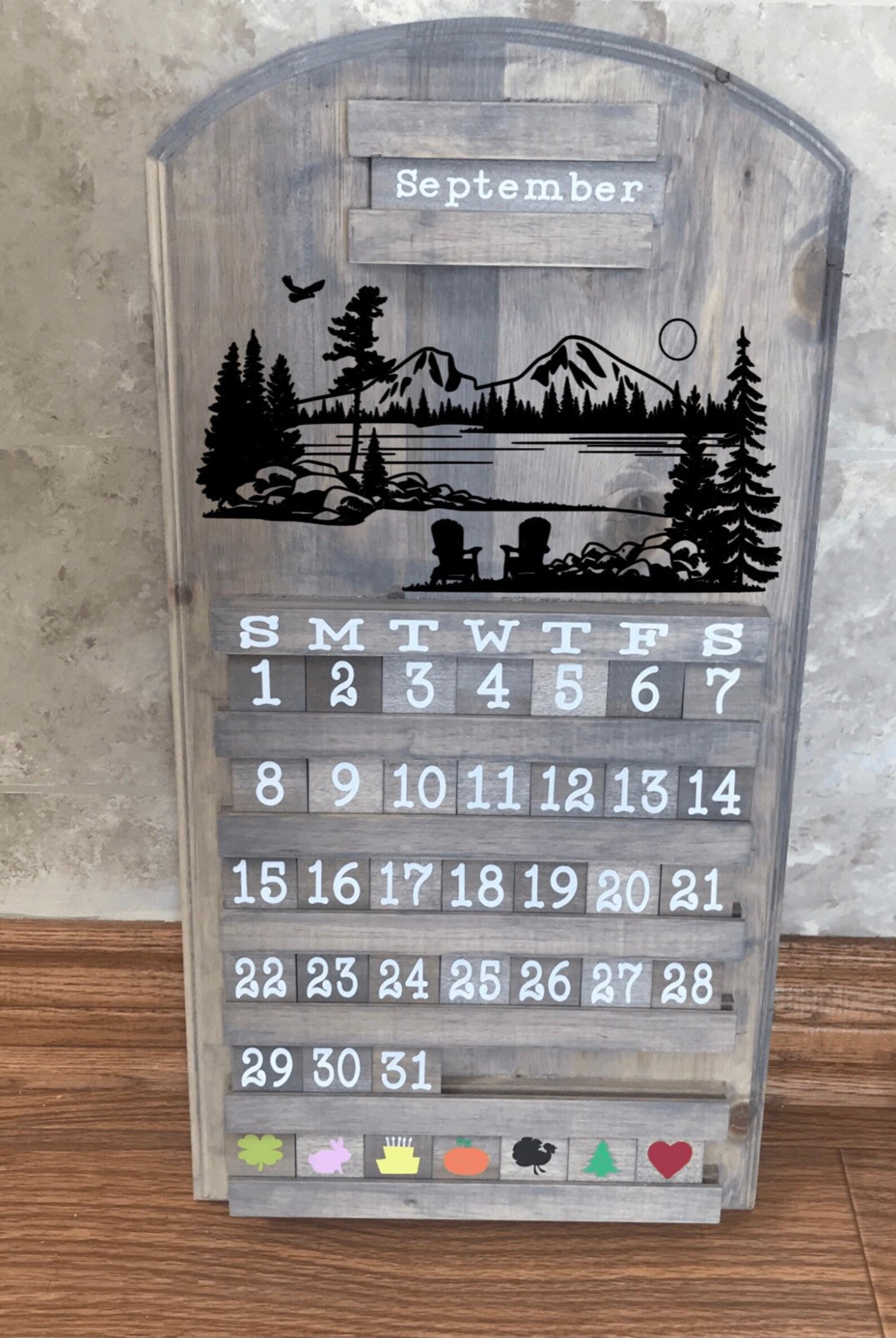Perpetual Calendar, Wooden Calendar, Lake Calendar, Scenery, Holiday ...