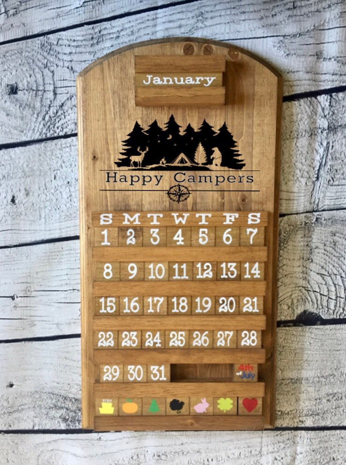Camping Calendar Nature Calendar Wooden Calendar Perpetual | Etsy