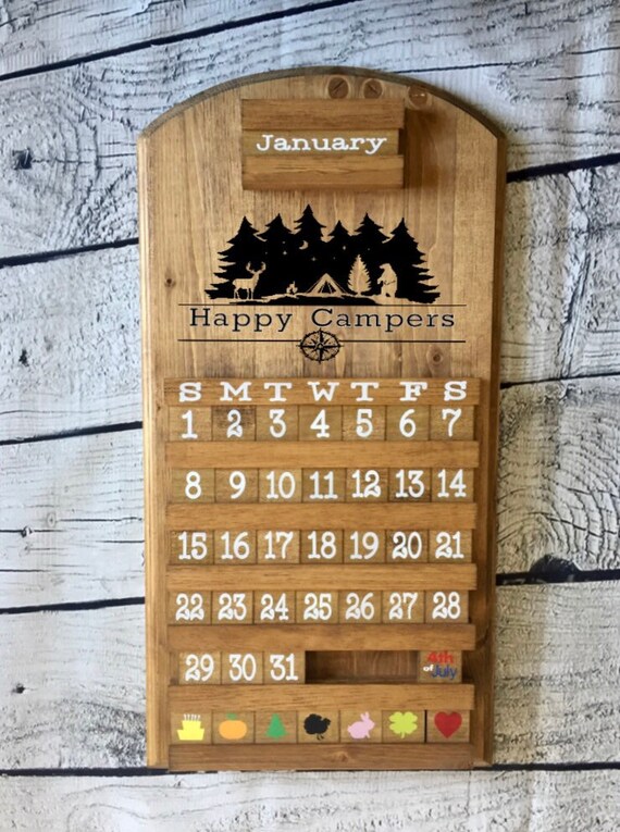 Camping Calendar Nature Calendar Wooden Calendar Perpetual | Etsy