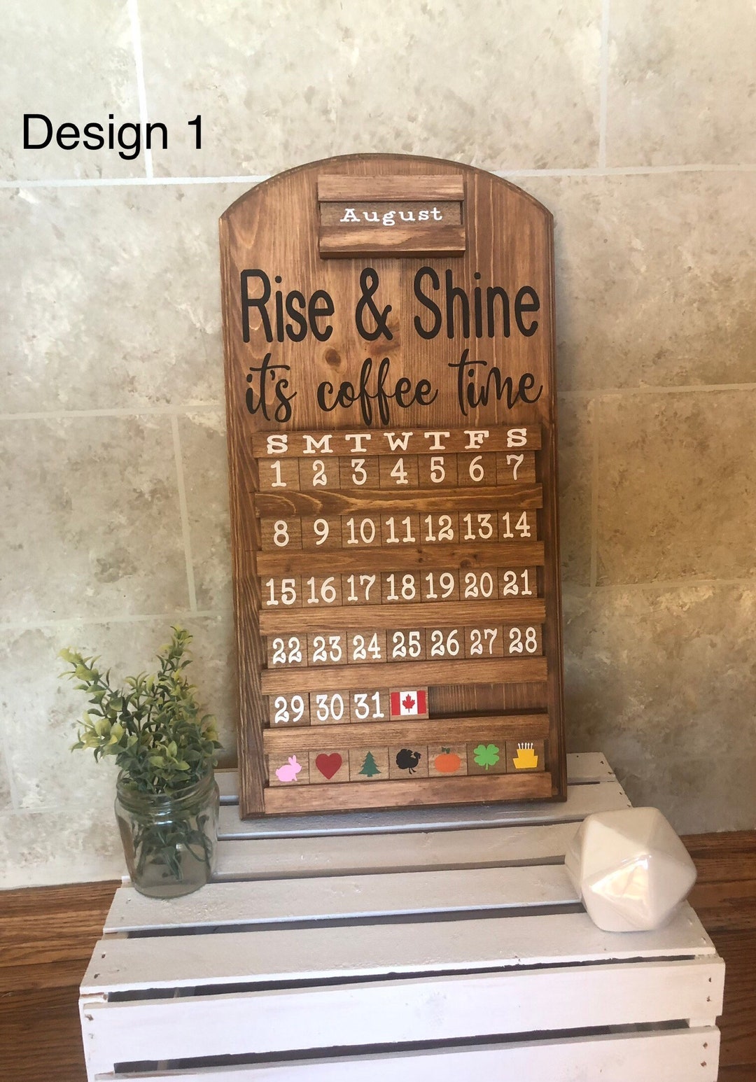 Coffee Calendar, Kitchencalendar, Perpetual Calendar, Wooden Calendar ...