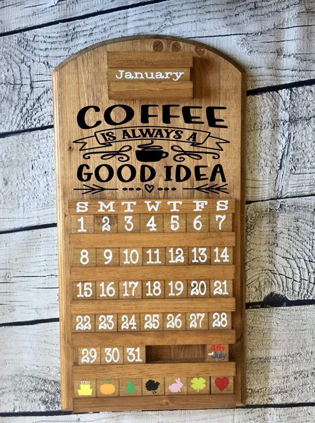 Perpetual Calendar, Wooden Calendar, Kitchen Decor, Kitchen Calendar ...