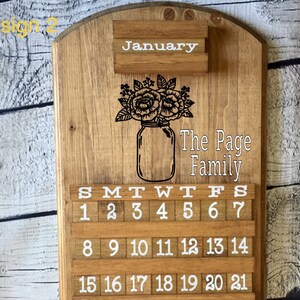 Wooden Perpetual Calendar, Wooden Calendar, Mason Jar Design, Last Name ...