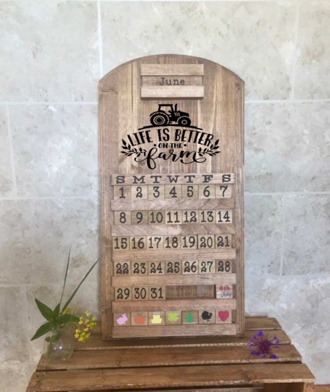 Wooden Calendar, Wooden Perpetual Calendar, Farm Calendar, Wedding Gift ...