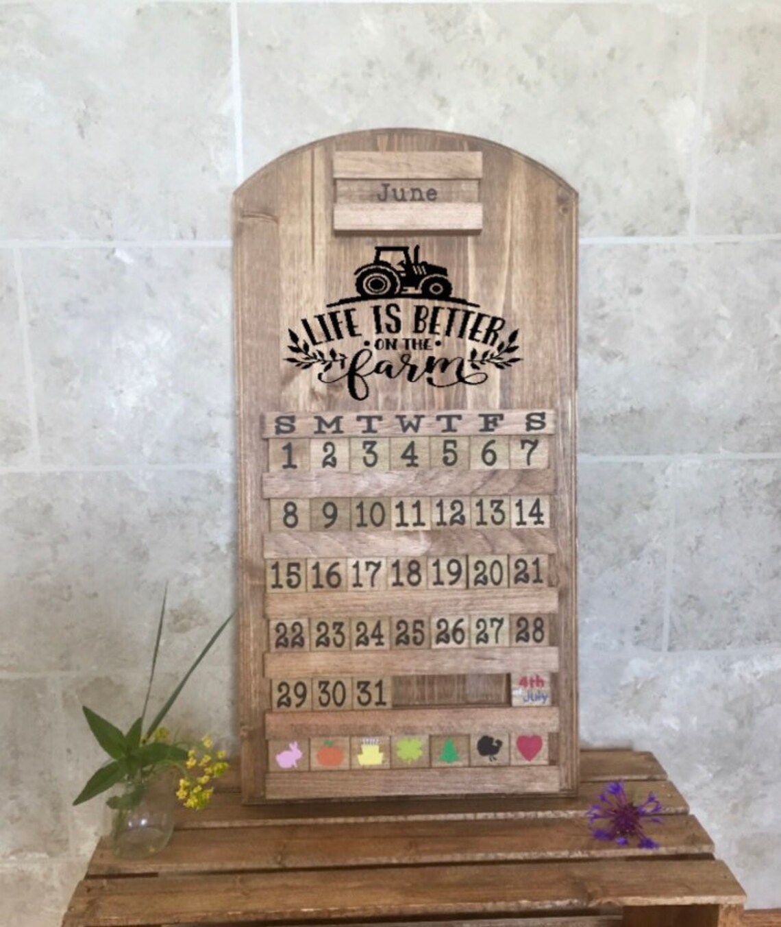 Wooden Calendar Wooden Perpetual Calendar Farm Calendar | Etsy