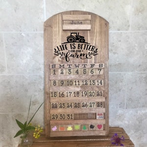 Wooden Calendar, Wooden Perpetual Calendar, Farm Calendar, Wedding Gift ...