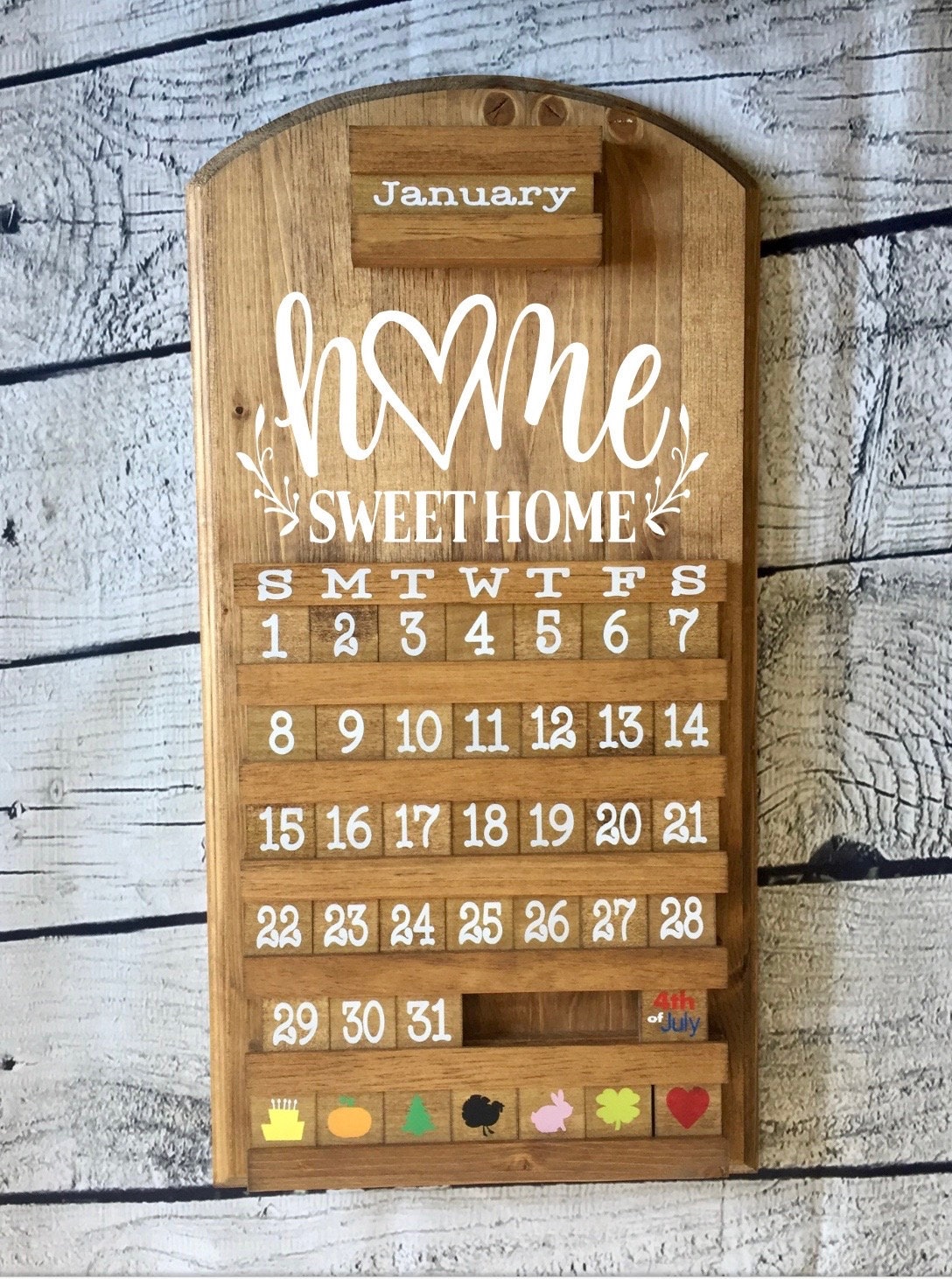 Home Sweet Home Calendar, Home Calendar, Perpetual Calendar, Wooden ...