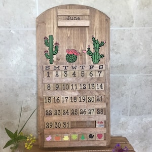Wooden Perpetual Calendar, Wooden Calendar, Cactus Calendar, Wedding ...