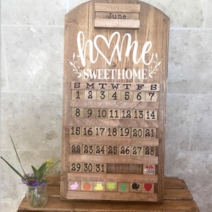 Home Sweet Home Calendar, Home Calendar, Perpetual Calendar, Wooden ...