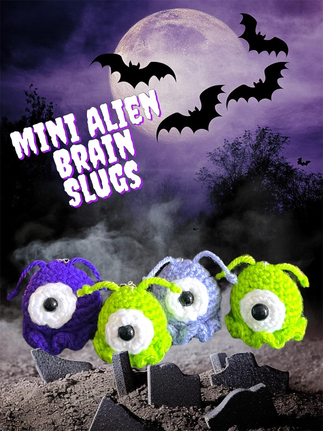 Mini Crochet Alien Brain Slug Keychain – Handmade, Out-of-this-world ...