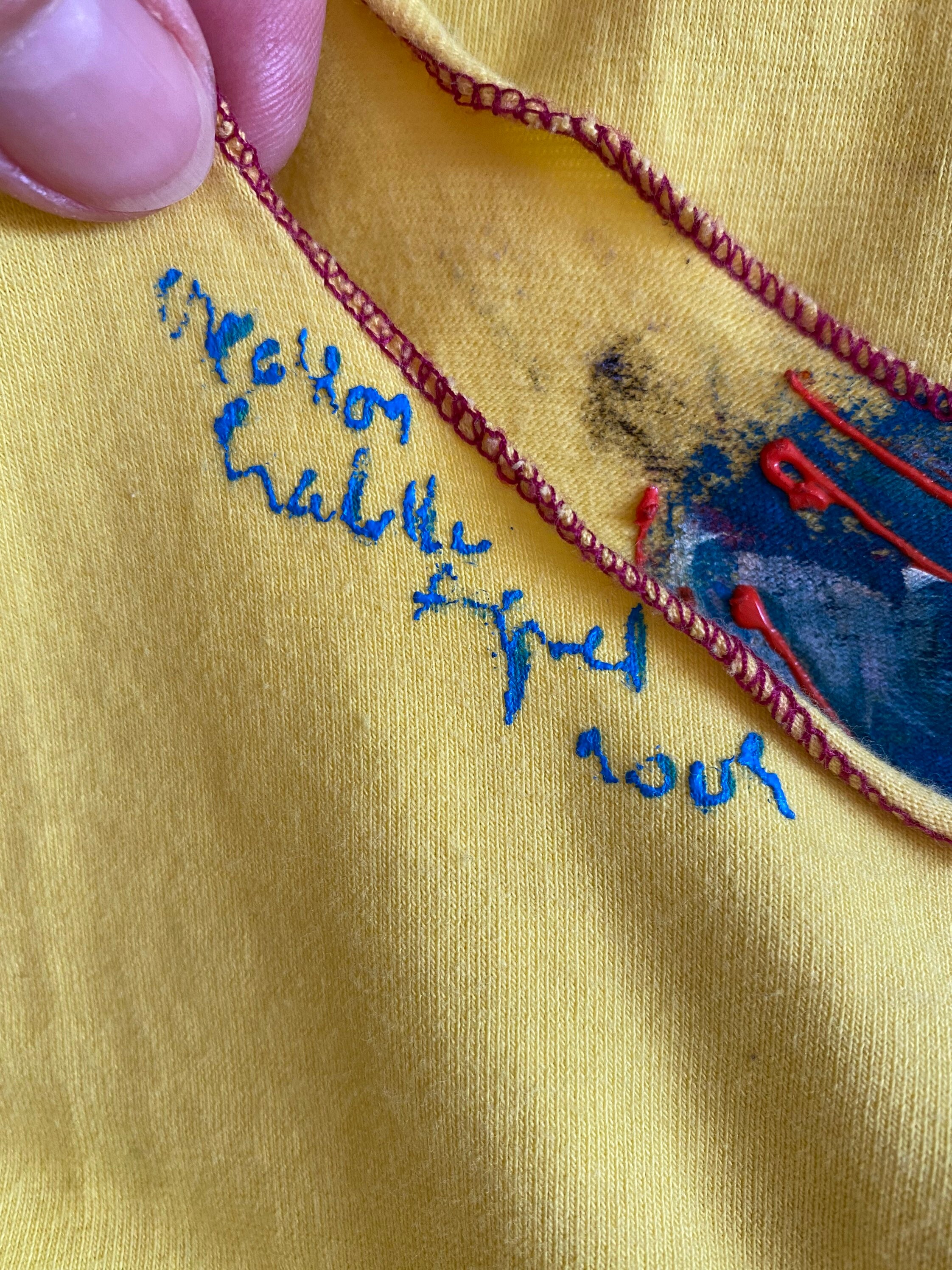 Y2K Vibrant Yellow Vintage Designer Dress Hand Painted Signed - Etsy