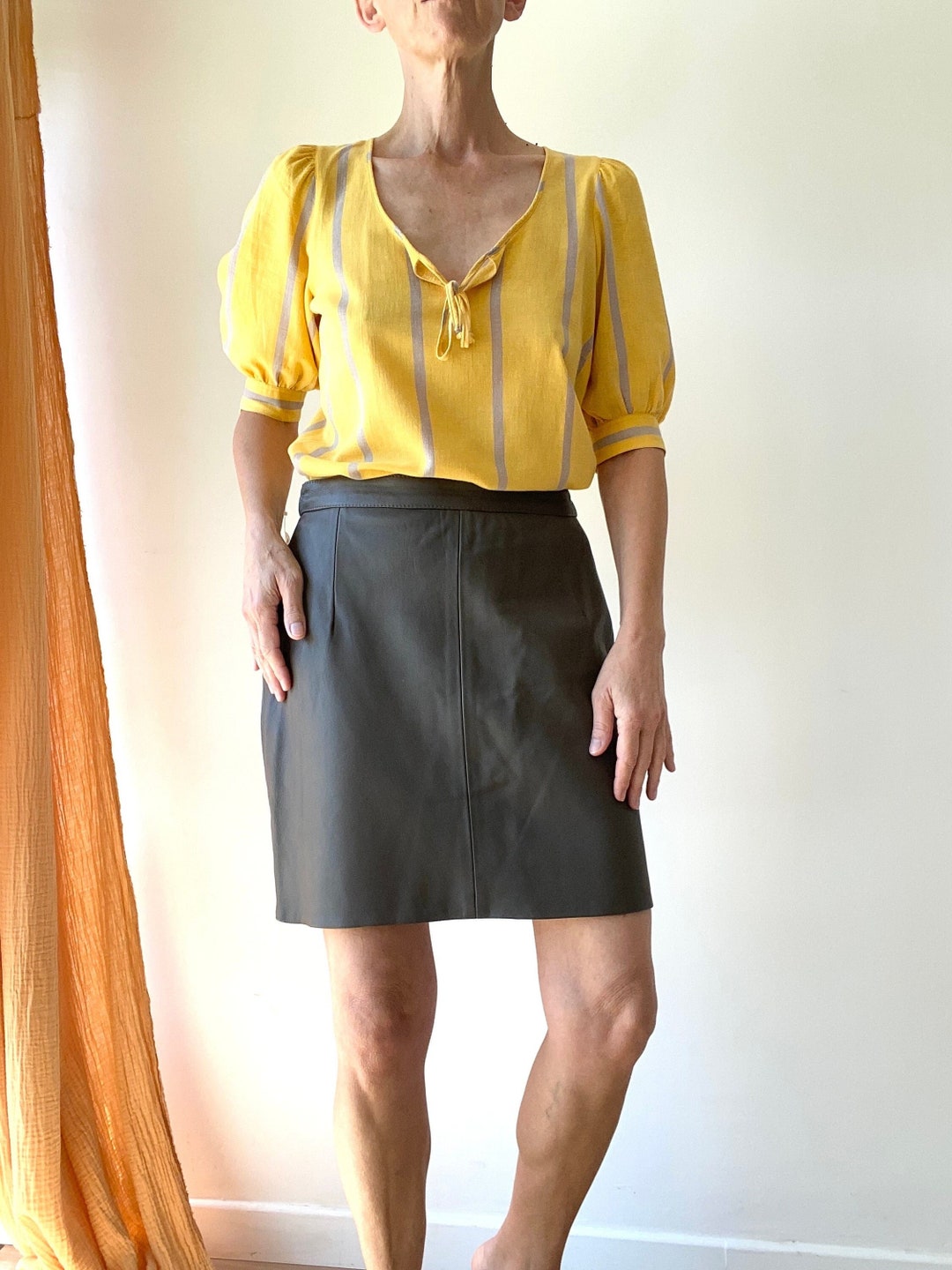 90s Leather Skirt Dead Stock Minimalist Short Mini Skirt - Etsy