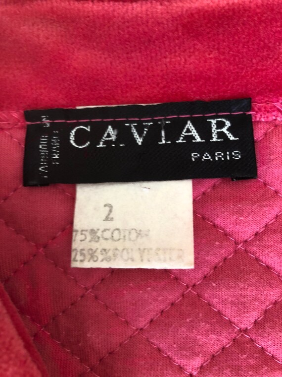 80s Made in France "Caviar Paris" label Pink velvet Q… - Gem