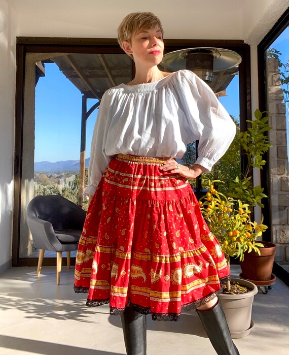90s Made in France Provencal skirt printed "souleiado… - Gem