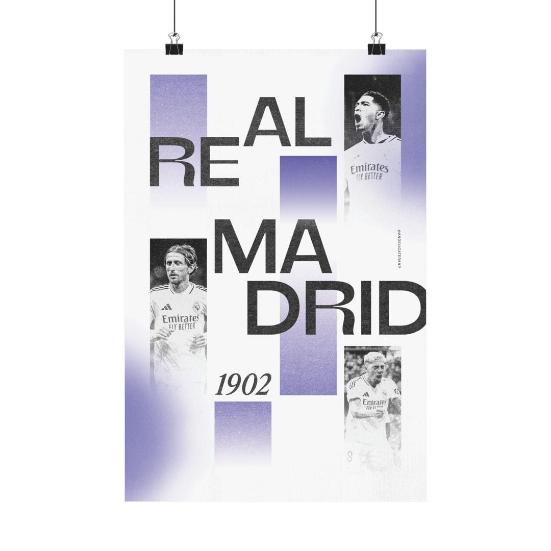 Real Madrid Matte Vertical Posters - Vintage Effect Finish - Jude ...