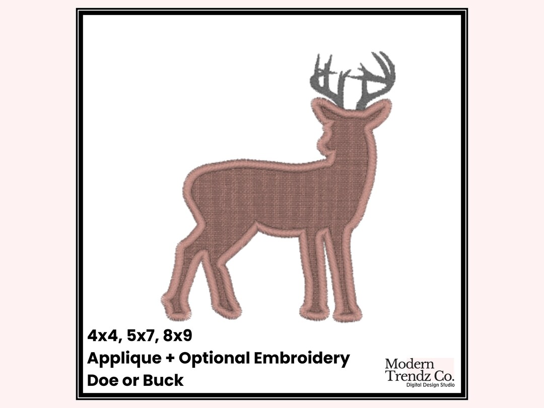 Deer Applique Design, Buck Applique Design, Doe Applique Design, Deer ...