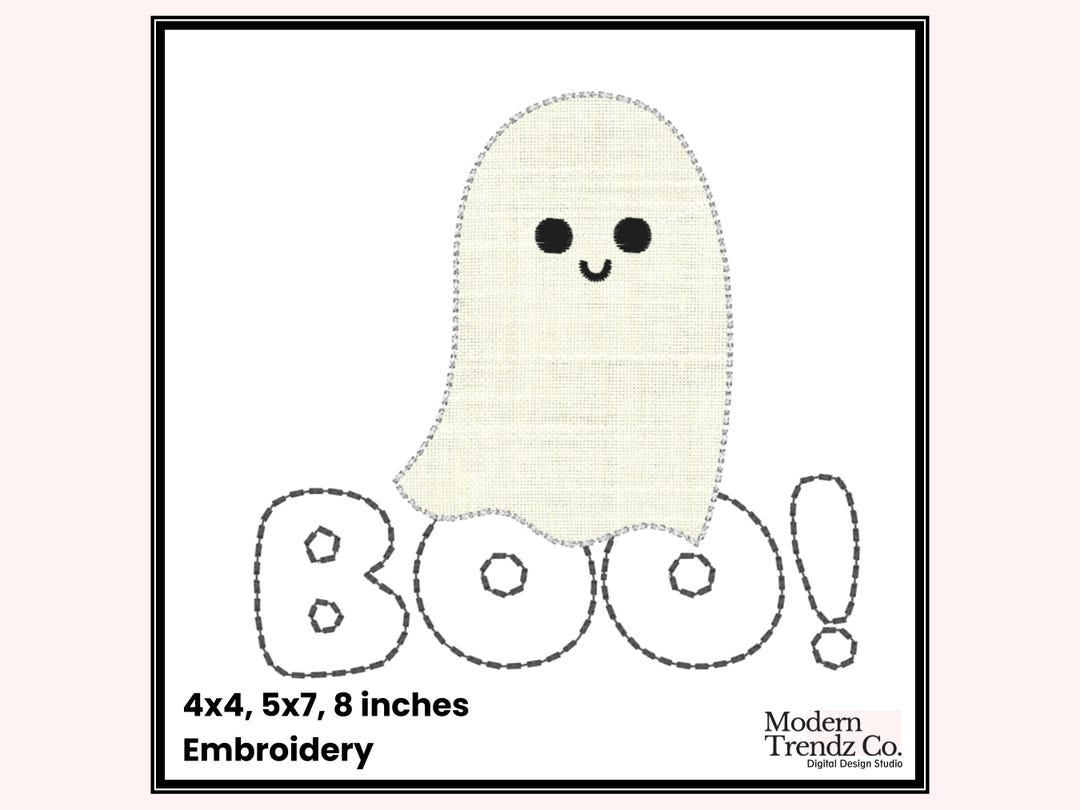 Boo Ghost Bean Stitch Applique Embroidery Design, Ghost Applique Design ...