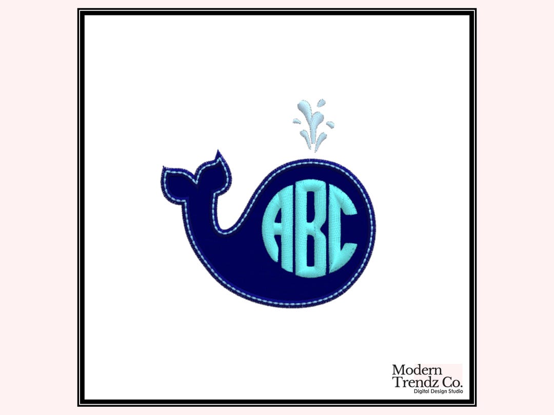 Whale Appliqué Embroidery Design, Whale Appliqué, Whale Embroidery ...