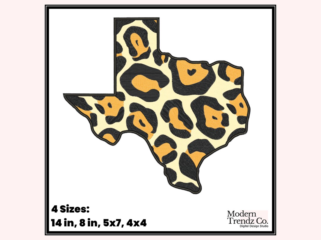 Texas State Leopard Sketch Embroidery Design, Instant Download, TX ...