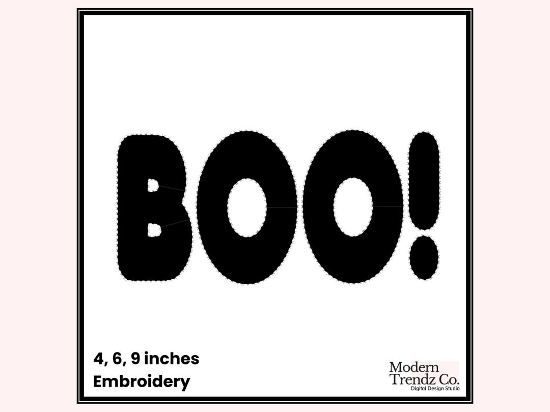 Boo Applique Design, Boo Bean Stitch Applique, Boo Embroidery Design ...