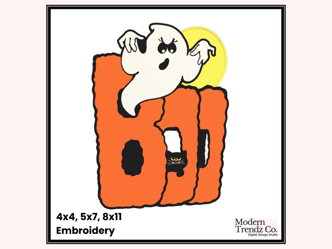 Vintage Halloween Boo Embroidery Design, Vintage Halloween Embroidery ...