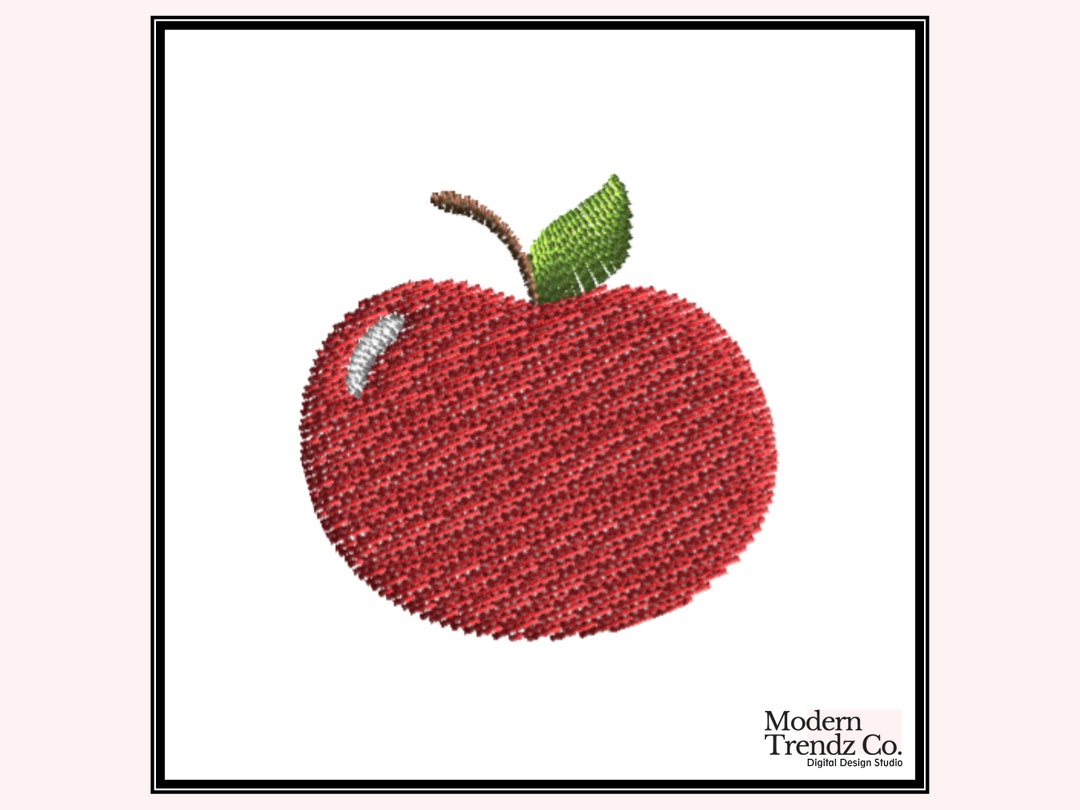 Apple Embroidery Design, Apple Embroidery, Apple Embroidery Design Mini ...