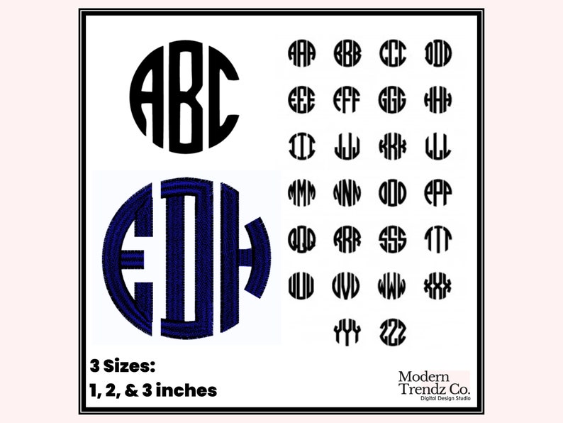Circle Monogram Embroidery Font, Machine Embroidery Fonts, Circle Font ...