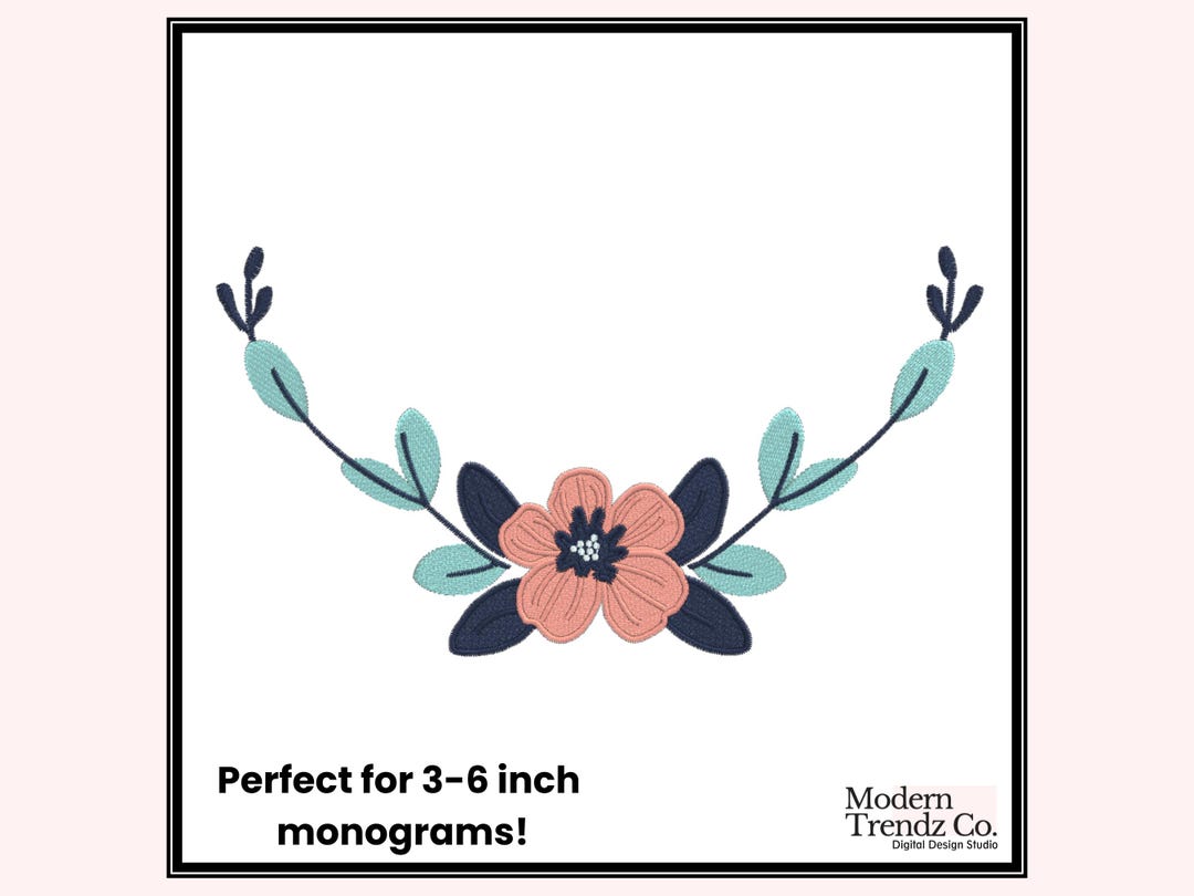 Floral Spray Machine Embroidery Design, Floral Monogram Embroidery ...