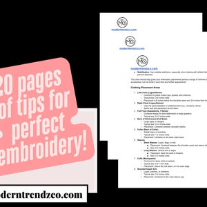 Embroidery Sizing Guide, Embroidery Placement Guide, Handbook for ...