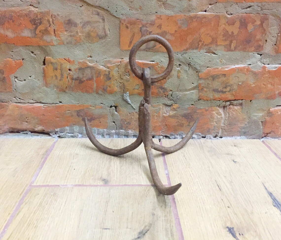 Antique Triple Iron Hook Iron Grappling Hook Hanging | Etsy