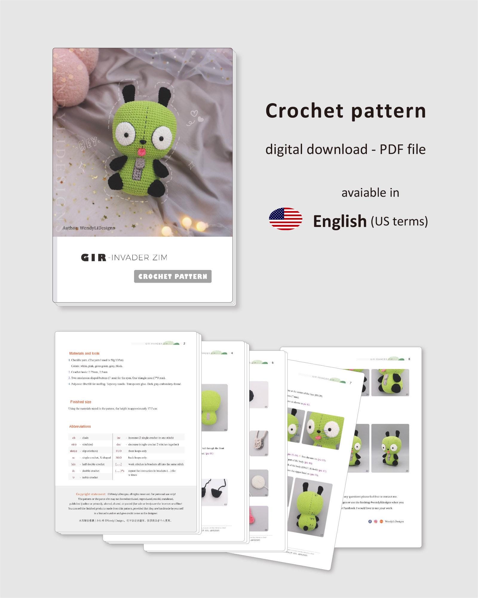 Gir-invader Zim- Amigurumi/ Crochet Pattern-english -PDF - Etsy