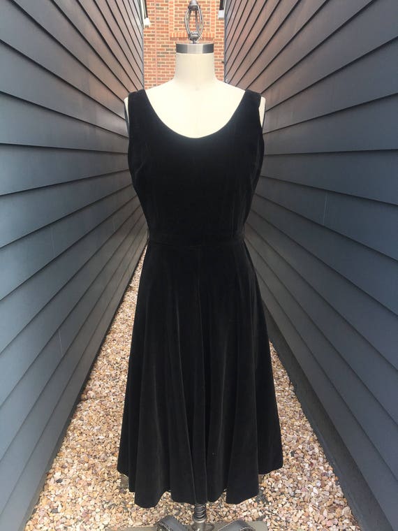 1950s Robbie Reid Black Velvet Dress // Vintage Velve… - Gem