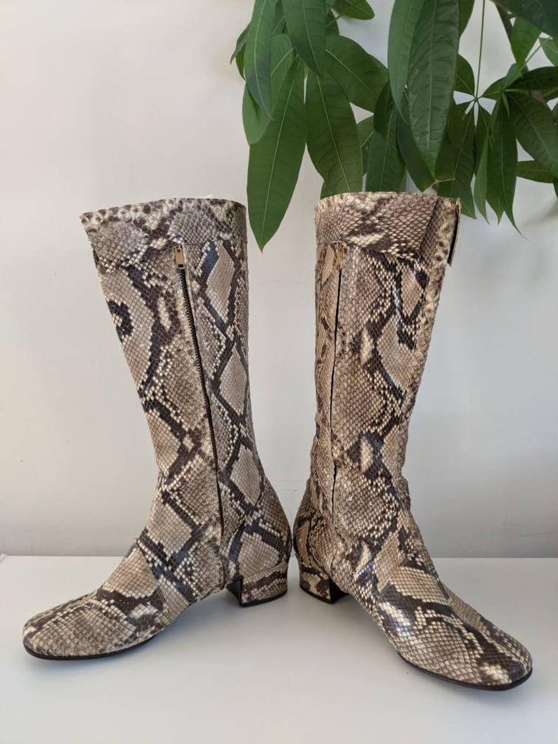 SALE 1960s Python Gogo Boots // Vintage Authentic Python Boots ...