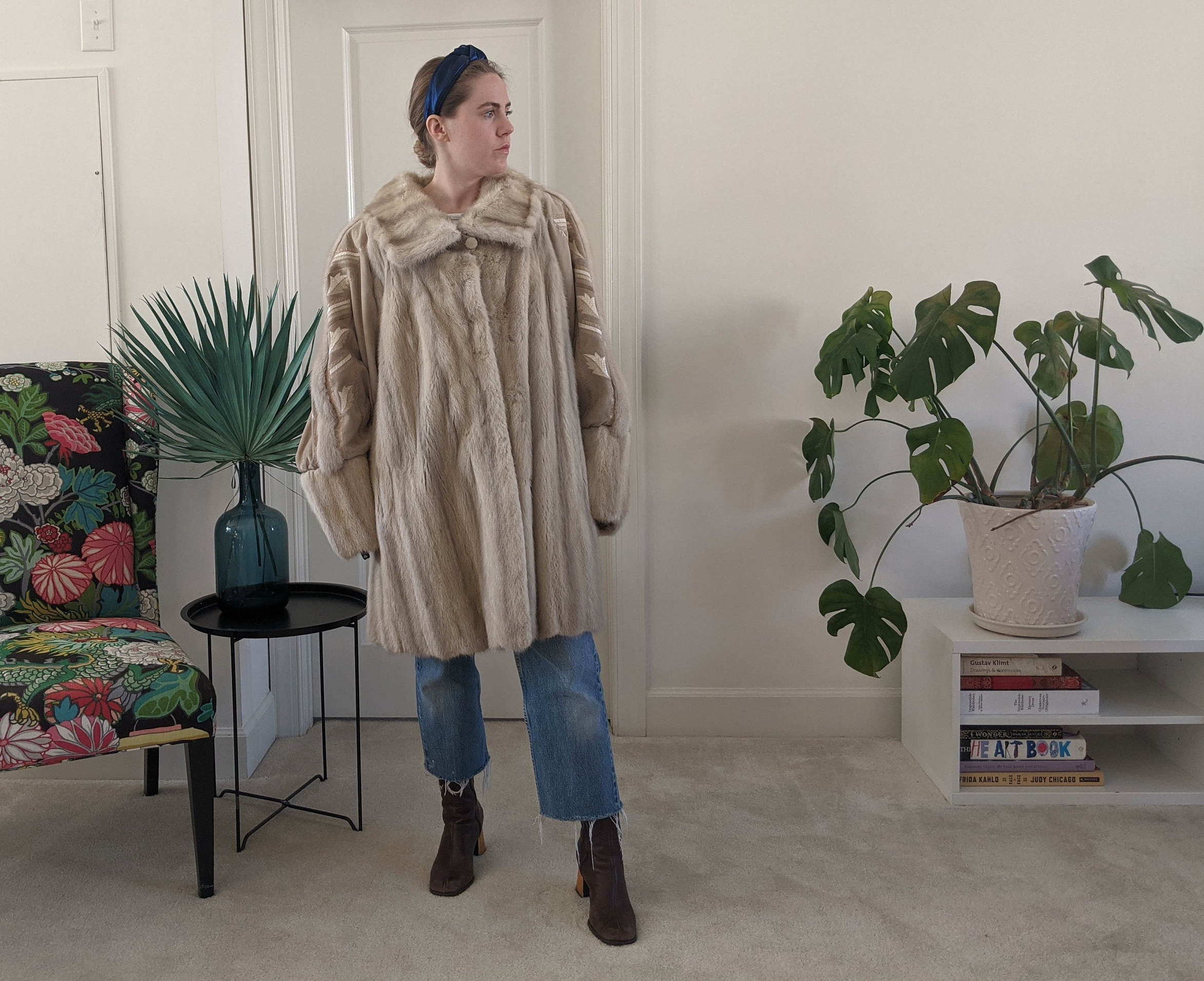 1980s German Mink Fur Coat // Fur Coat With Snake Skin Detail ...