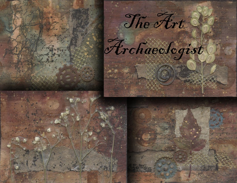 Handmade Cards. Rust Grunge Art Cards Set 2. 12 Raw Cards, 12 Art Cards ...