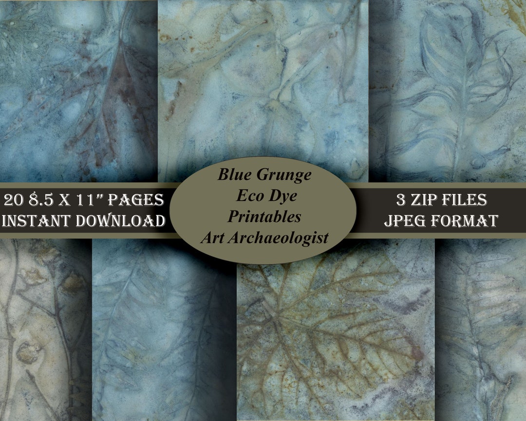 Blue Grunge Eco Dyes. Printable/instant Download 20 - 8.5 X 11" Pages ...