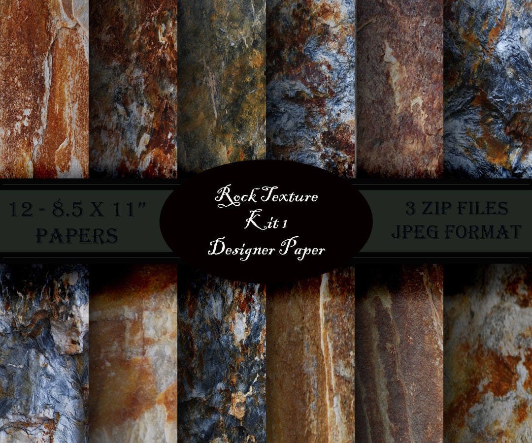 Rock Texture Kit 1 Designer Paper. Kit Includes 12 - 8.5 X 11" Papers ...