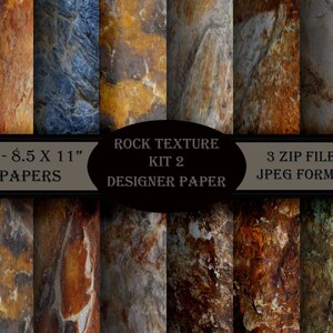 Rock Texture Kit 2 Designer Paper. Kit Includes 12 8.5 X 11 Papers. 3 ...