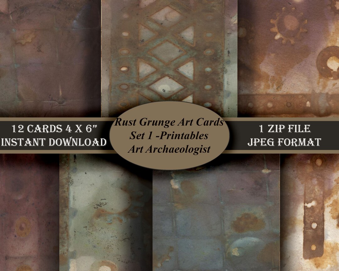 Rust Grunge Art Cards Kit 1. 12 - 4" X 6" Grunge Background Cards. 1 ...