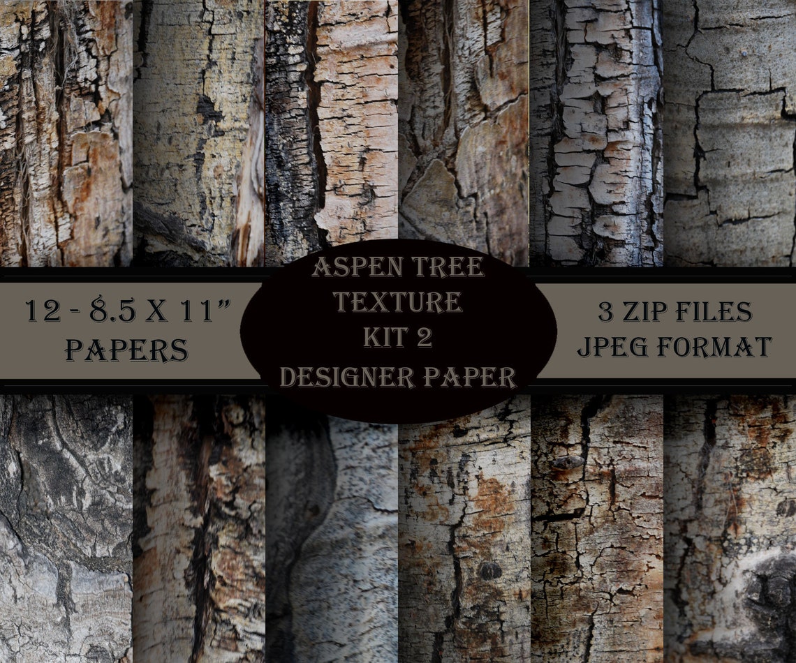 Aspen Tree Texture Kit 2 Designer Paper. Kit Includes 12 - 8.5 X 11 ...