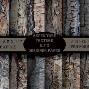 Aspen Tree Texture Kit 2 Designer Paper. Kit Includes 12 - 8.5 X 11 ...
