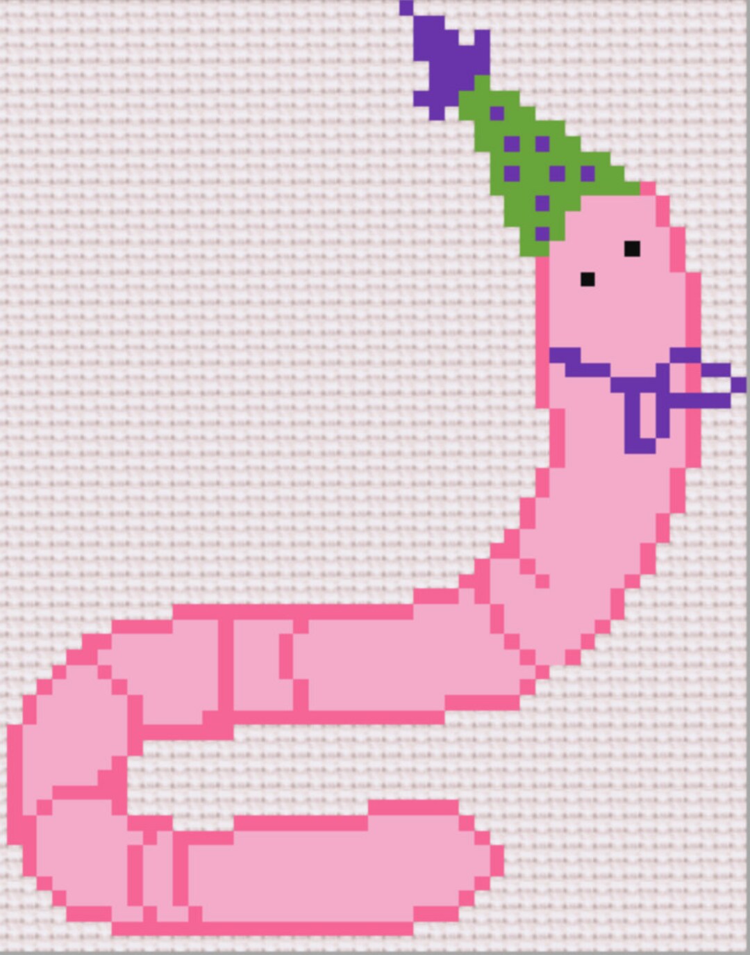 Party Worm Cross Stitch Pdf Pattern - Etsy