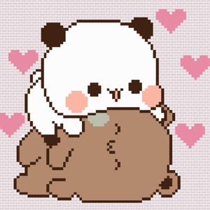 Dudu and Bubu Hearts and Hugs Cross Stitch PDF Pattern - Etsy