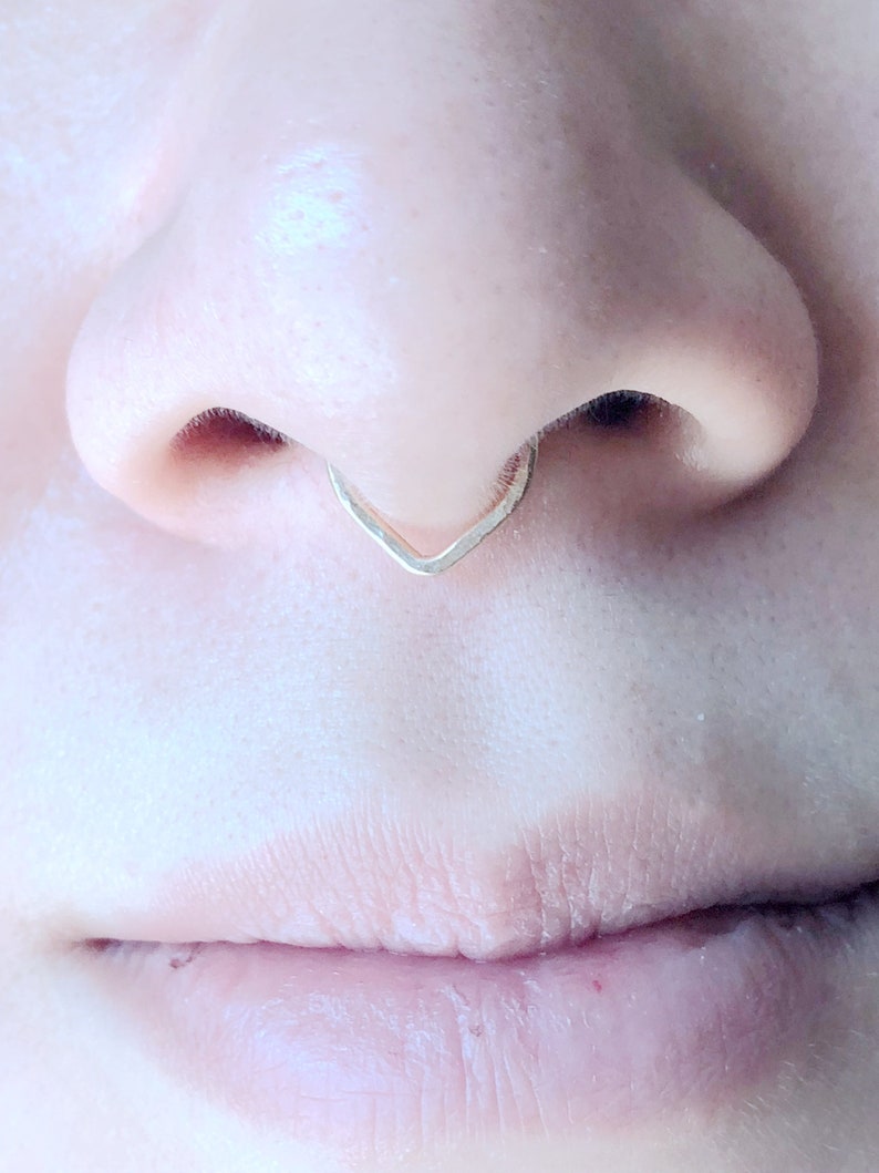 20g 18g Hammered Fake Triangle Septum Ring. - Etsy