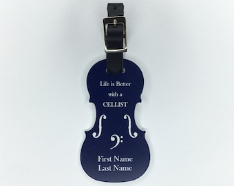 Leather Luggage Tag for a Cello Case, Custom Embroidered Personalized ...