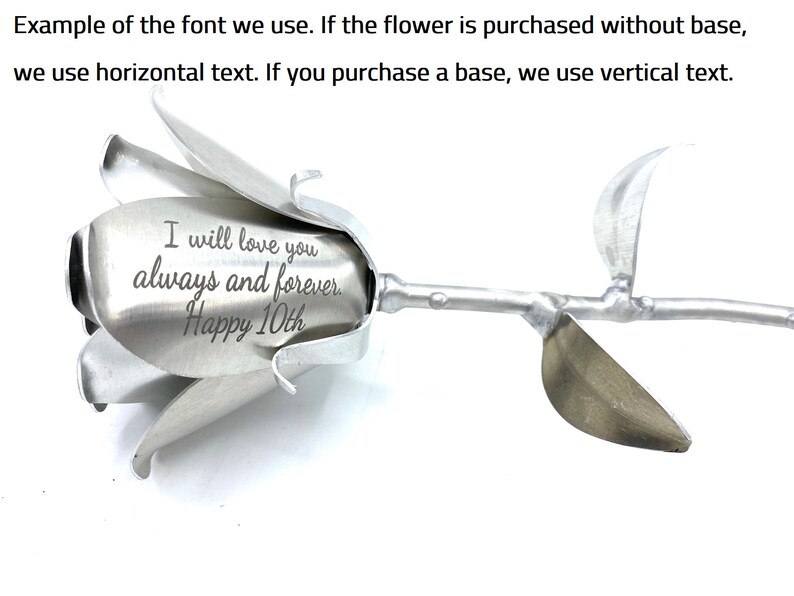 Bare Aluminum Metal Rose With Custom Engraving - Etsy