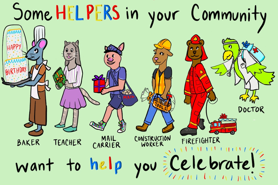 Kids Birthday Card - Community Helpers - Etsy